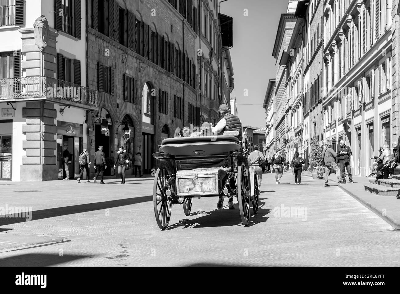 Florence, Italy - April 5, 2022: Traditional horse carts offering ...