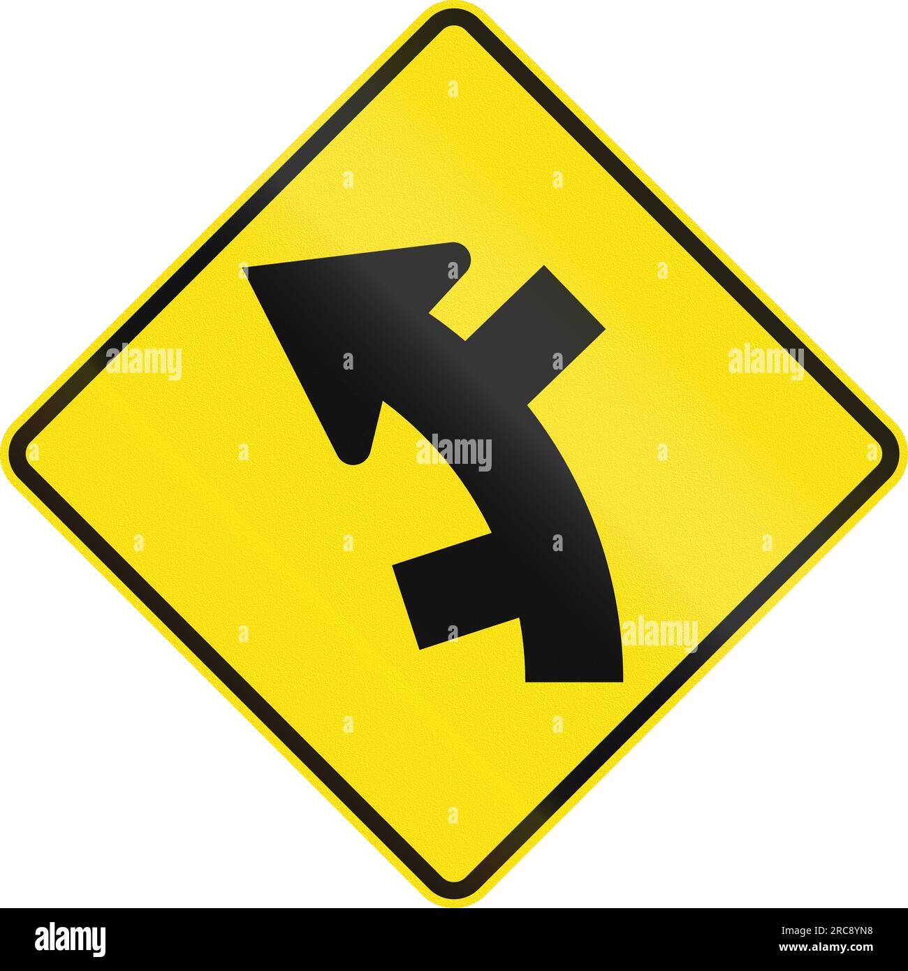 Australian road warning sign - Offset roads intersection in curve ahead ...