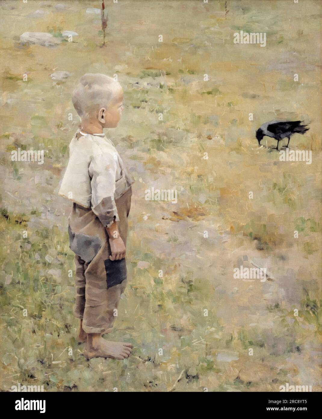 Akseli Gallen-Kallela, Boy with a Crow, painting in oil on canvas, 1884 ...