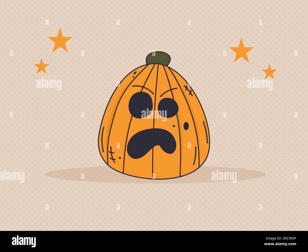A scary Halloween pumpkin face with a spooky smile. Retro style Stock ...