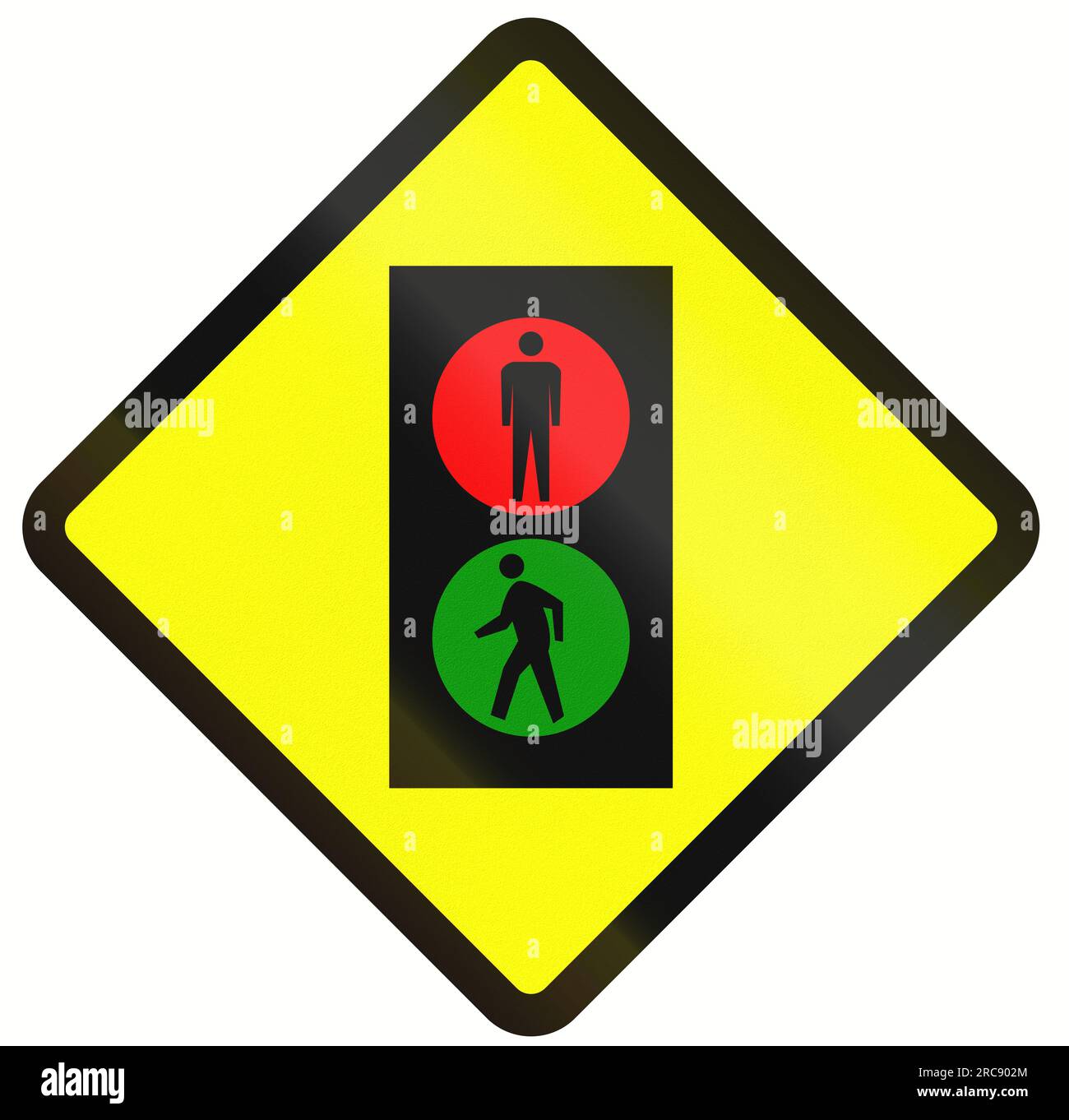 Indonesian road warning sign: pedestrian traffic signals Stock Photo ...