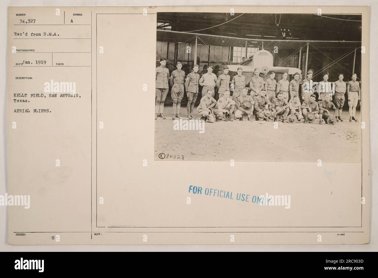 Caption: U.S. Aerial Fliers at Kelly Field, San Antonio, Texas during ...