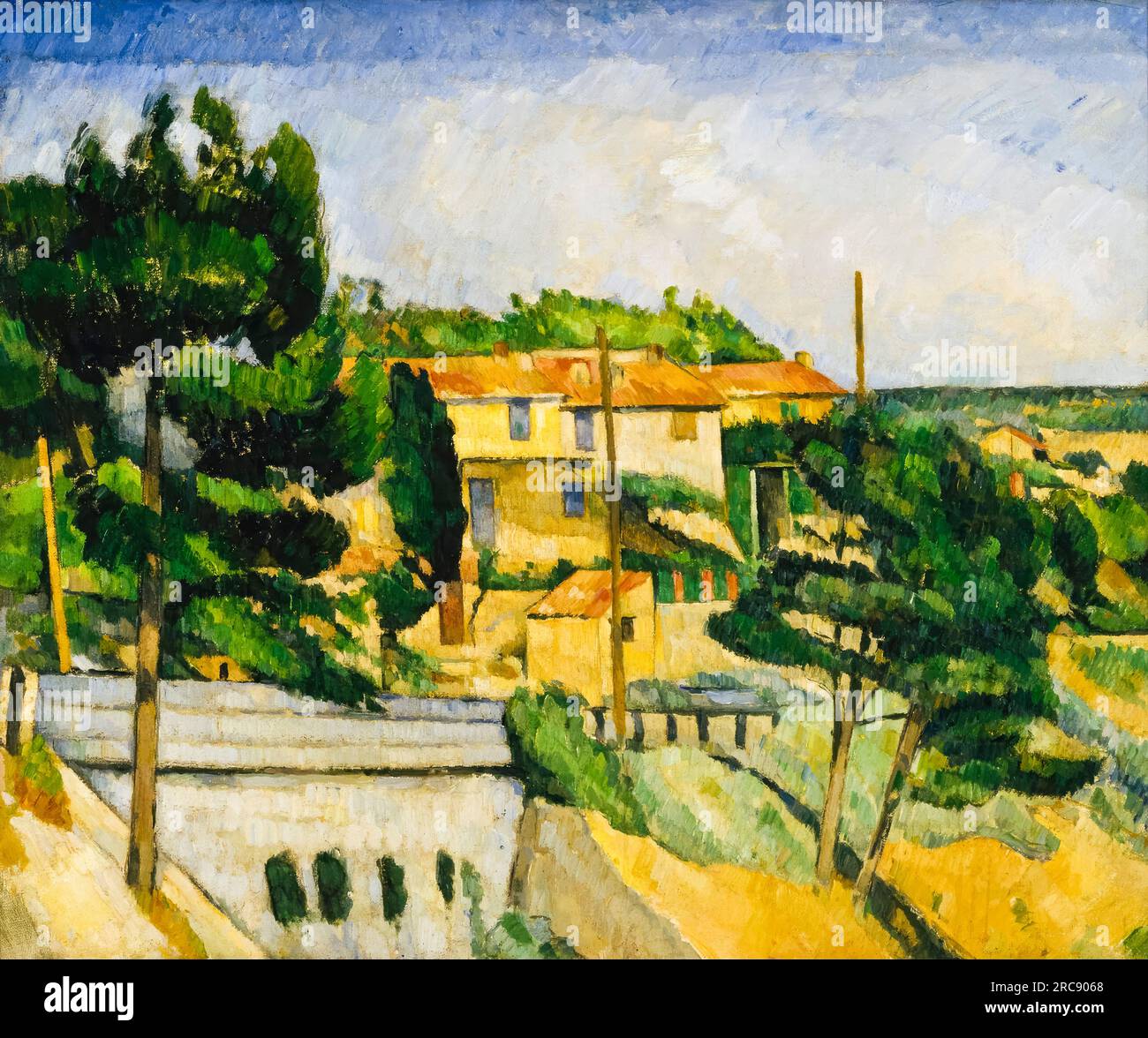 Paul Cezanne, The Road Bridge at L'Estaque, landscape painting in oil ...