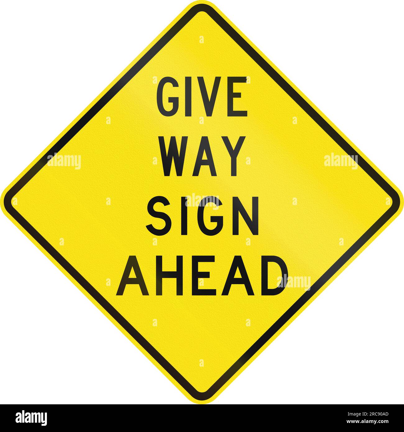 An historic Australian warning traffic sign - Yield sign ahead Stock ...