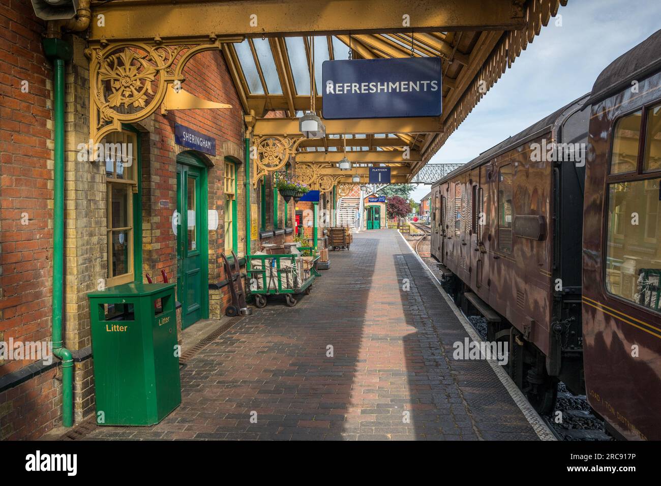 the preserved historic victorian railway station at Sheringham, Norfolk ...