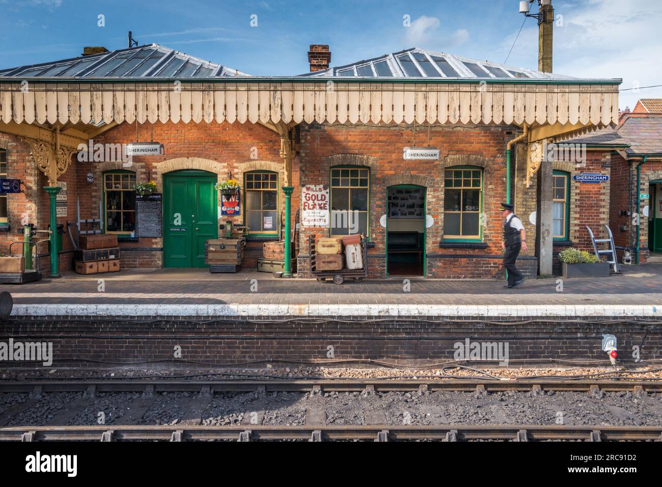 the preserved historic victorian railway station at Sheringham, Norfolk ...