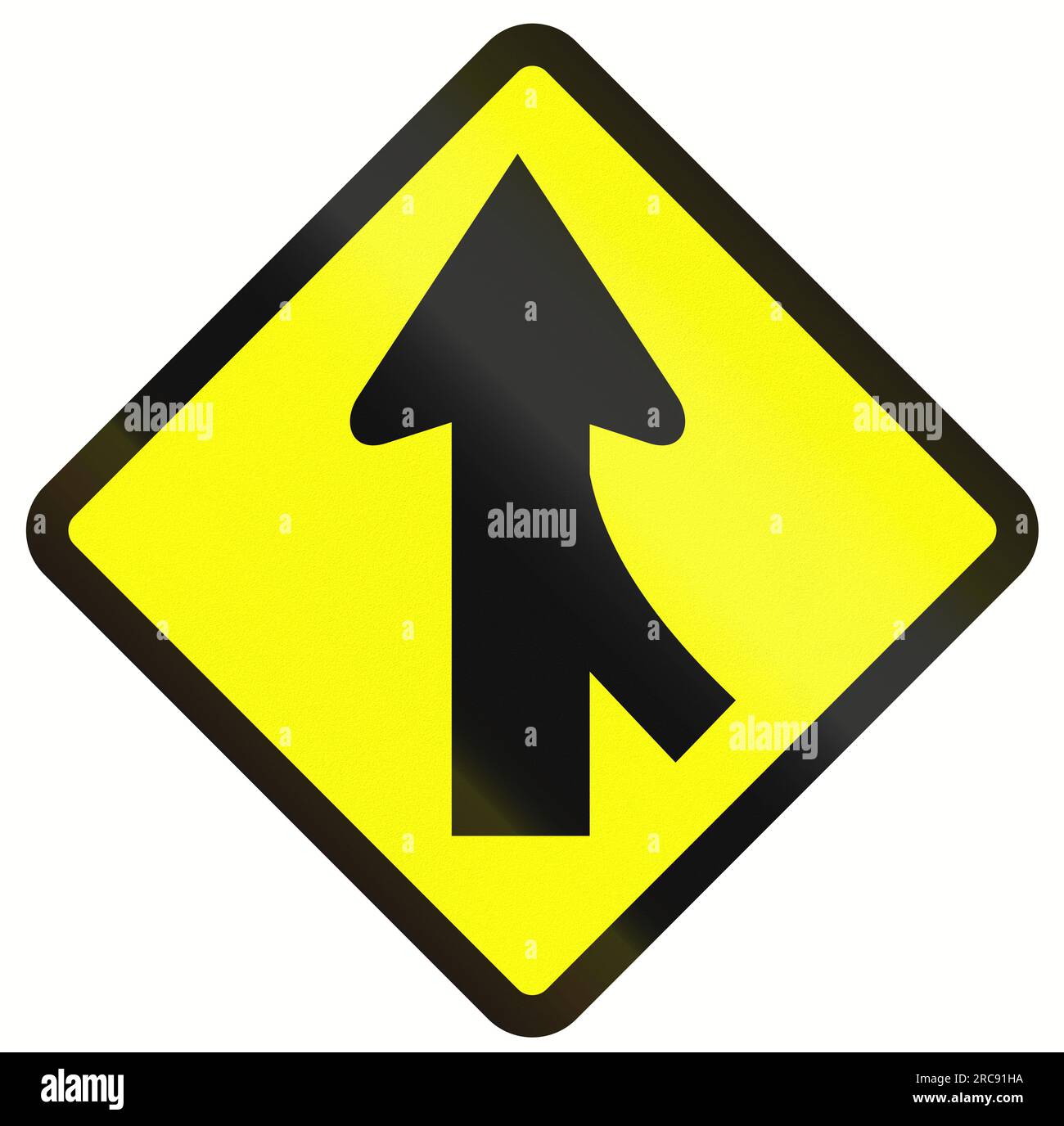 Indonesian road warning sign: Merge ahead from the right Stock Photo - Alamy