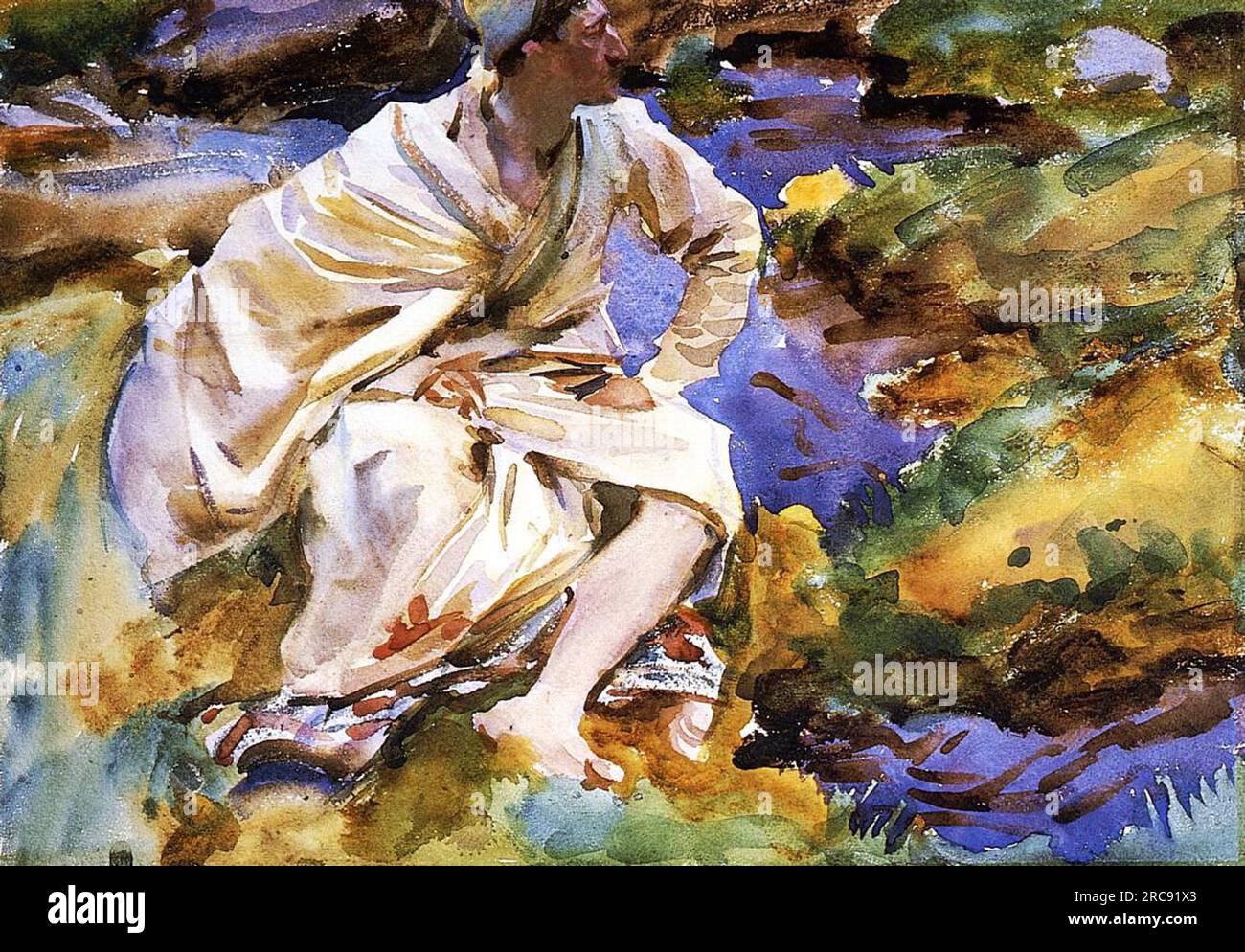 A Man Seated by a Stream 1907 by John Singer Sargent Stock Photo - Alamy