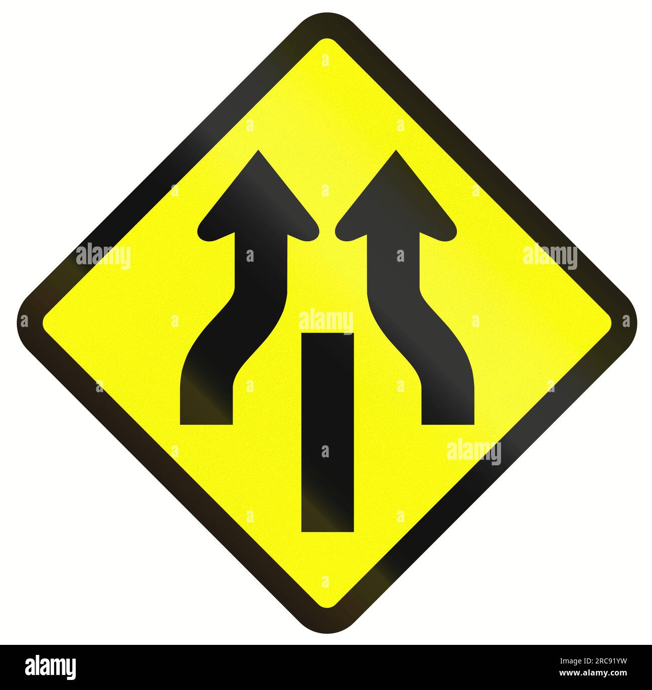 Indonesian road warning sign: Central Reserve With One Way Traffic Ends ...