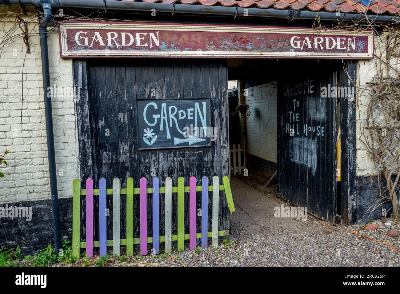Entrance to the Beer garden at the Hill House Inn or public houes in ...