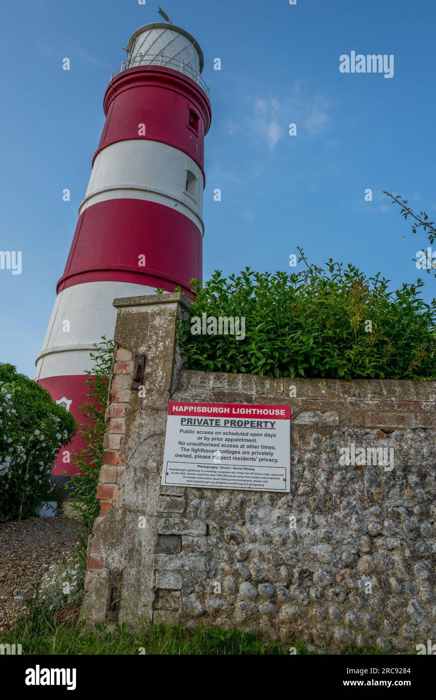 Private property sign attached to the wall at the Happisburgh ...