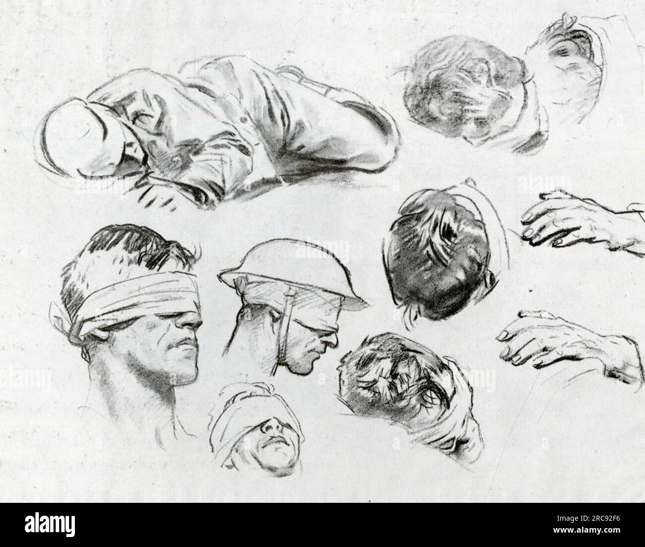 Heads, Hands, and Figure (also known as Studies for Gassed) 1918 by ...