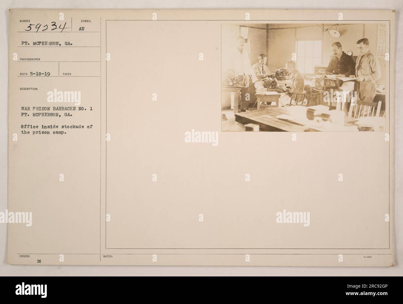 Interior of the office located within War Prison Barracks No. 1 at Ft ...