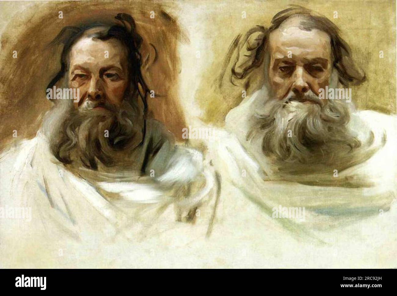 Study for Two Heads for Boston Mural "The Prophets" 1882 by John Singer ...