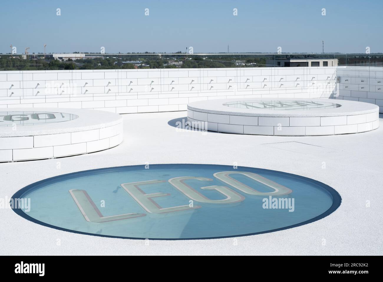 Detail on the roof of the LEGO House, Billund, Denmark, with the LEGO ...