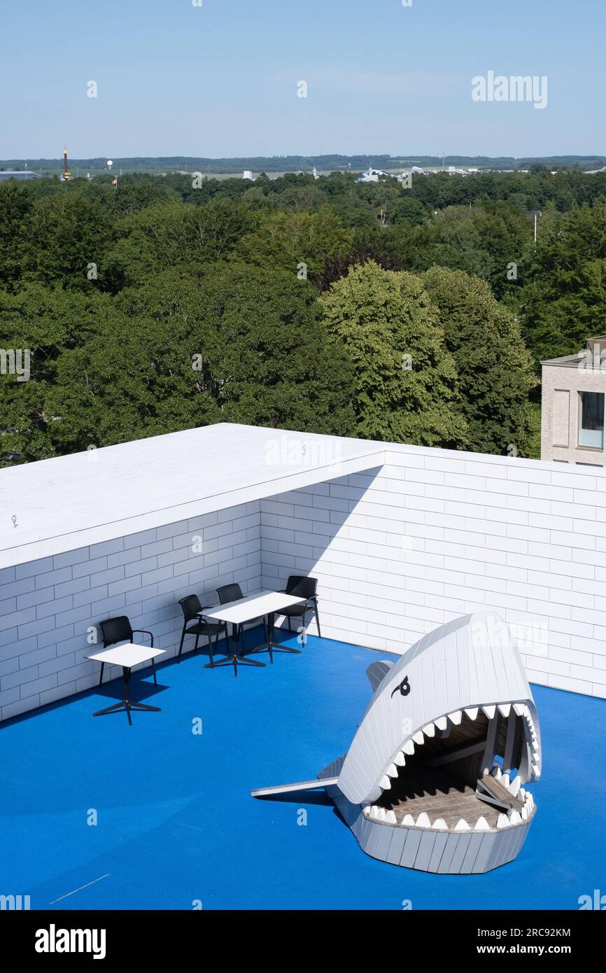 Detail of a roof space at the LEGO House, Billund, Denmark, with shark ...