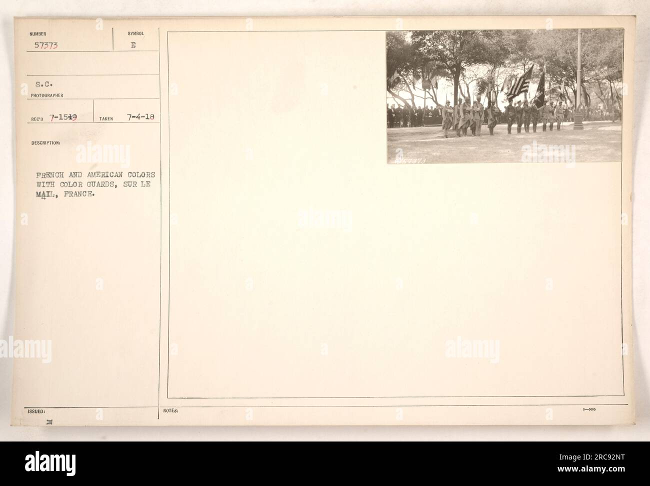 French and American color guards with their respective flags are seen ...