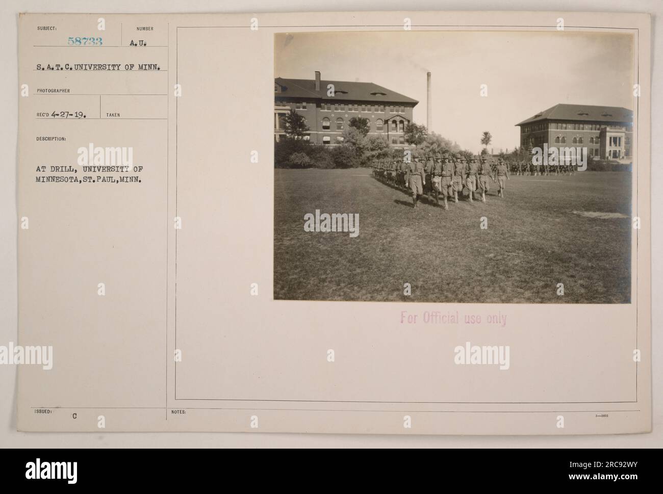 Soldiers from the Student Army Training Corps (S.A.T.C.) at the ...
