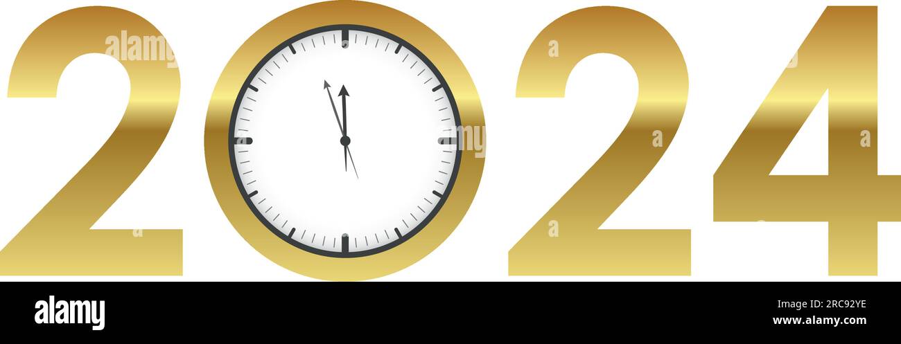 New year 2024 clock Cut Out Stock Images & Pictures - Alamy