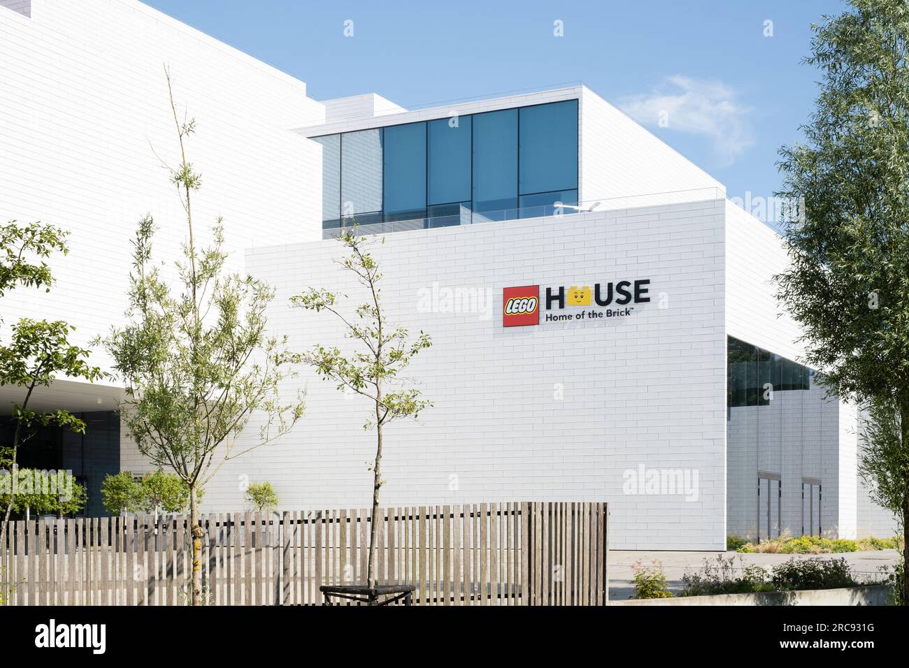 Detail of the LEGO House, Billund, Denmark, with planting in front and ...