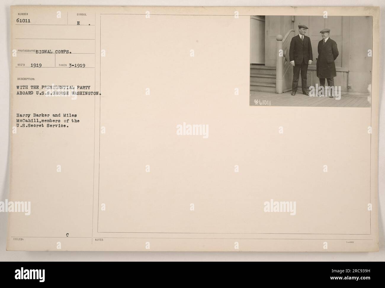 Harry Barker and Miles McCahill, members of the U.S. Secret Service ...