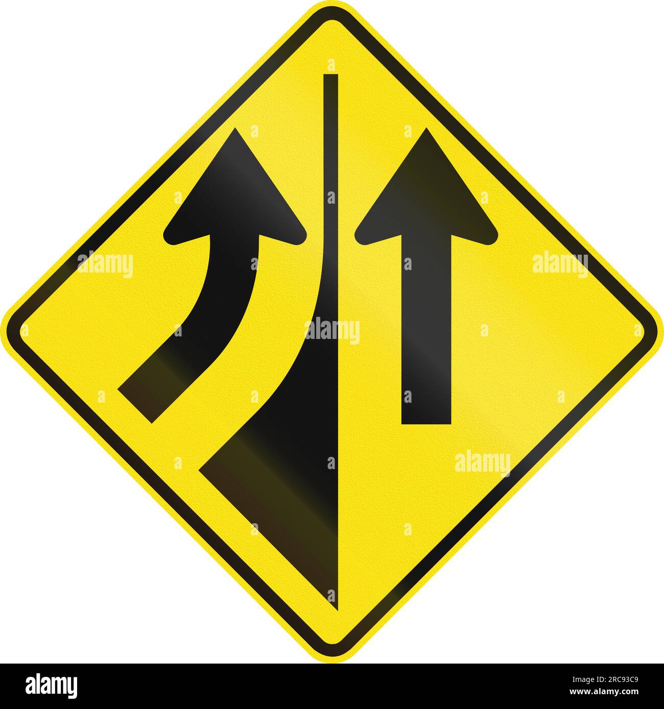 Australian road warning sign - Merging from the left Stock Photo - Alamy