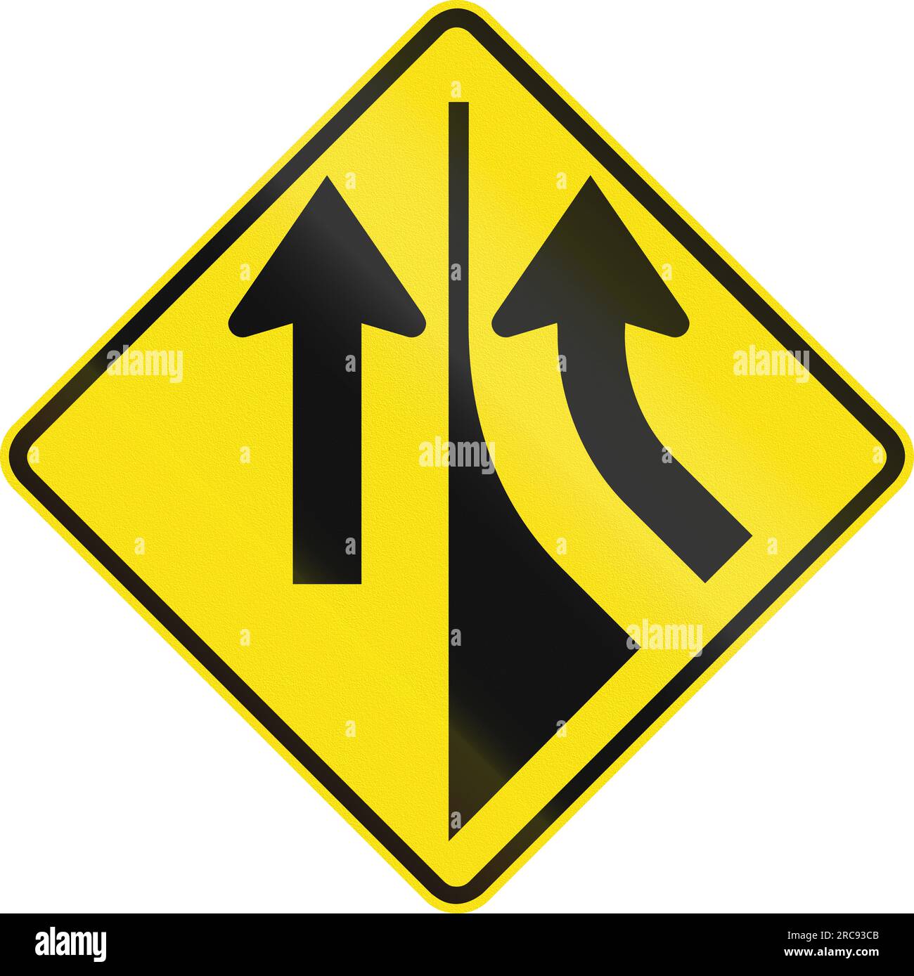 Australian road warning sign - Merging from the right Stock Photo - Alamy