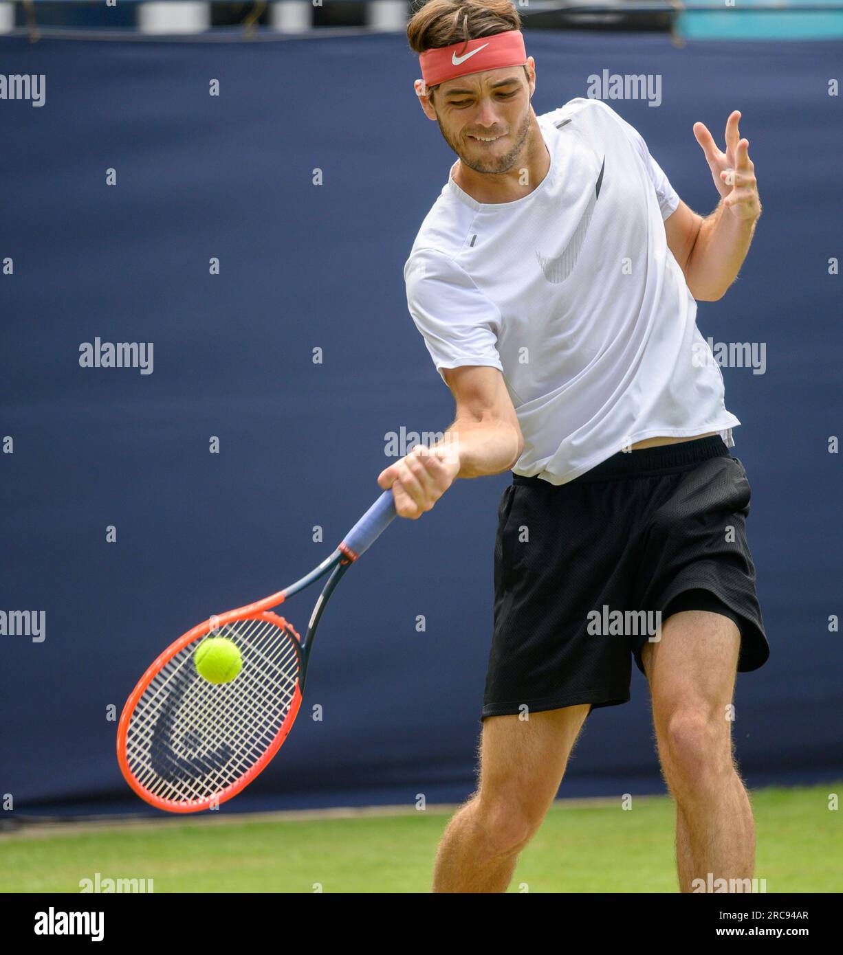 Taylor Fritz (USA - defending champion) on the practice courts before ...