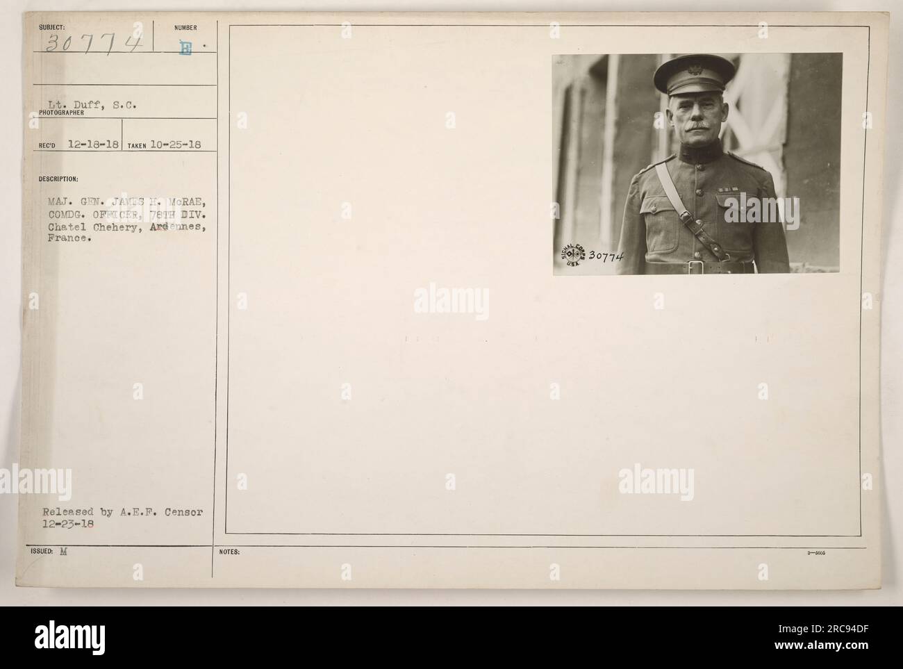 This image depicts Major General James H. Moran, the commanding officer ...