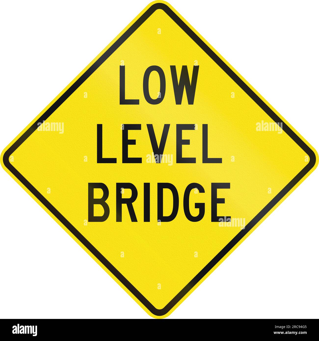An Australian warning traffic sign - Low level bridge Stock Photo - Alamy