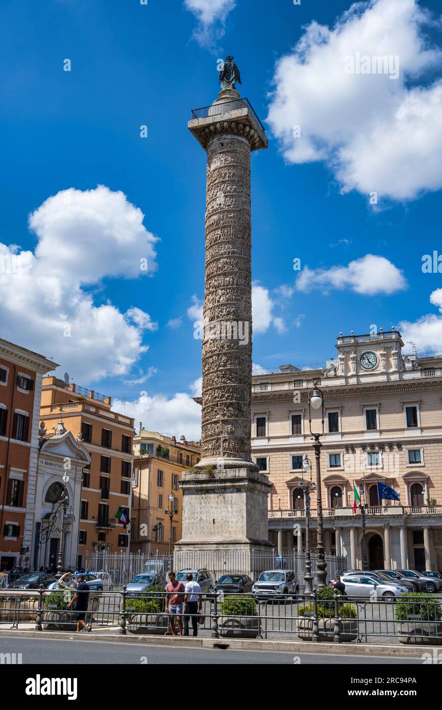 Marcus Aurelius column (Colonna di Marco Aurelio) in Piazza Colonna ...
