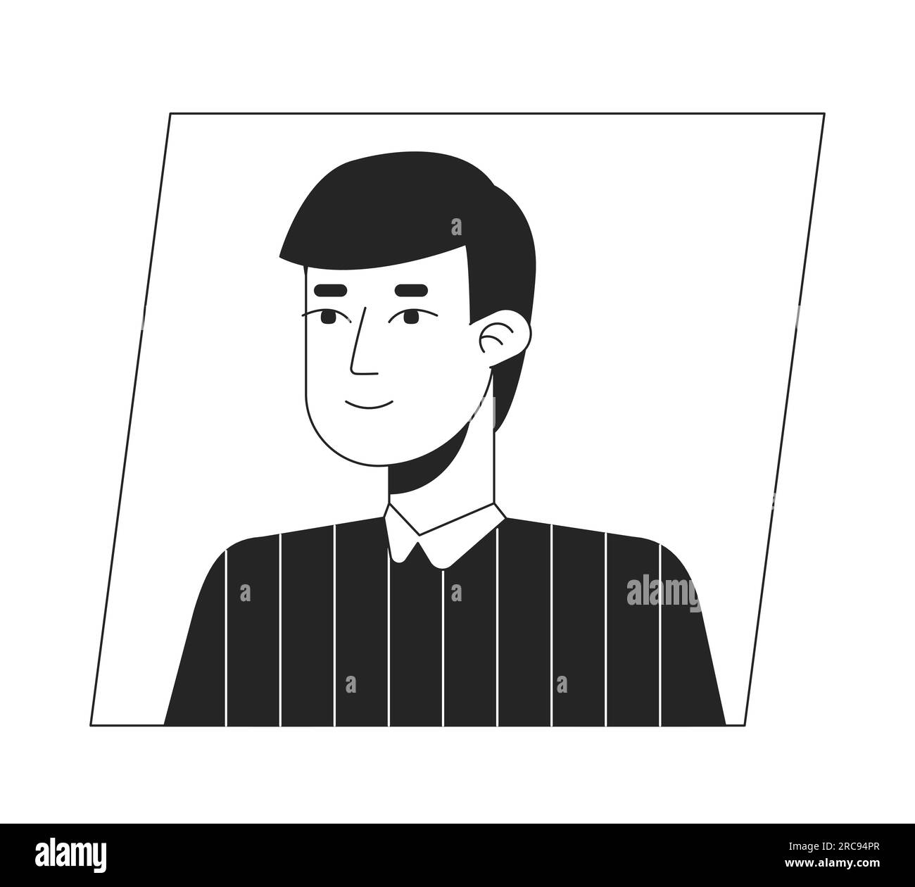 Serious asian man black white cartoon avatar icon Stock Vector Image ...