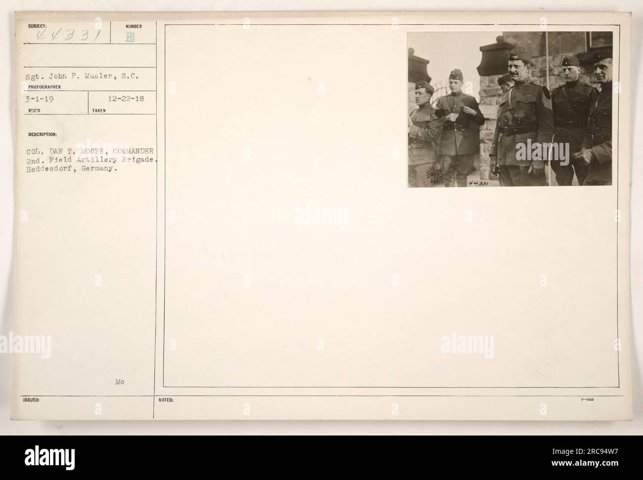 Sgt. John P. Musler, S.C. took this photograph on 12-22-18 of Col. Dan ...