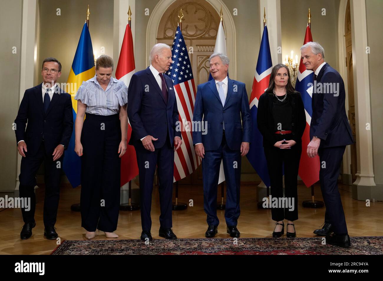 President Joe Biden with Nordic leaders from left, Sweden's Prime ...