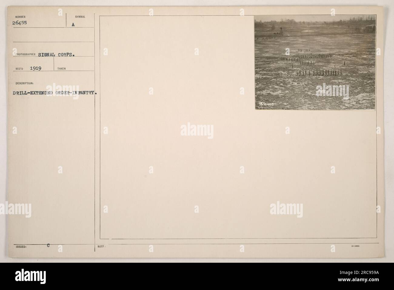 Soldiers participating in a drill during World War One. The photograph was taken in 1919 by a ...