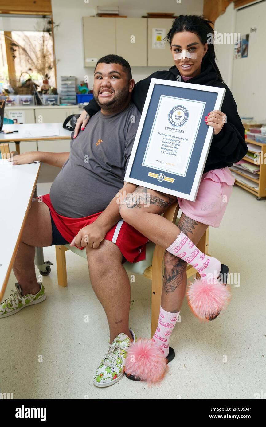 Katie Price and her son Harvey, after he was presented with the ...