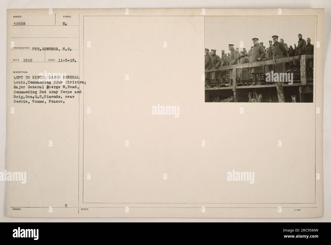 This photograph taken on November 5, 1918, shows Major General Lewis ...