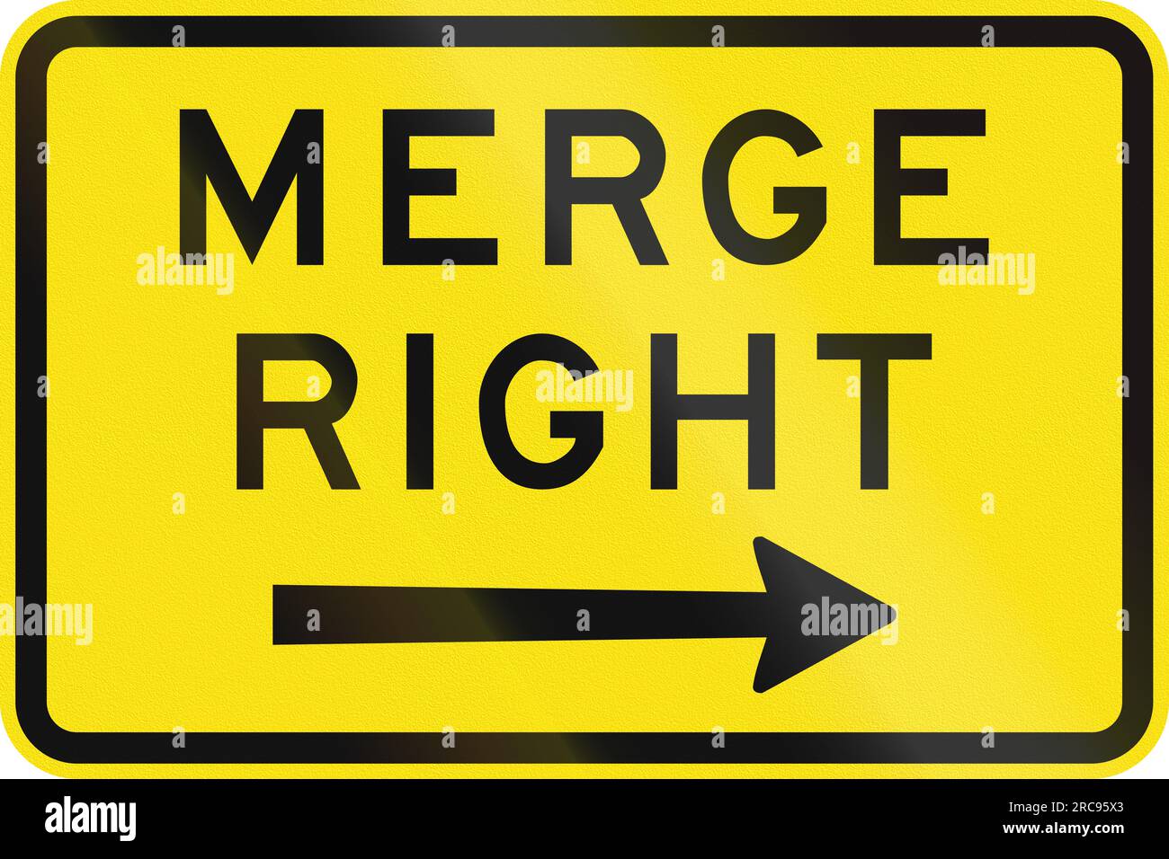 An Australian warning traffic sign - Merge Right Stock Photo - Alamy