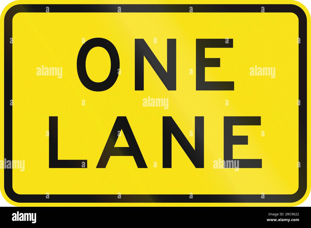 An Australian warning traffic sign - One Lane Stock Photo - Alamy