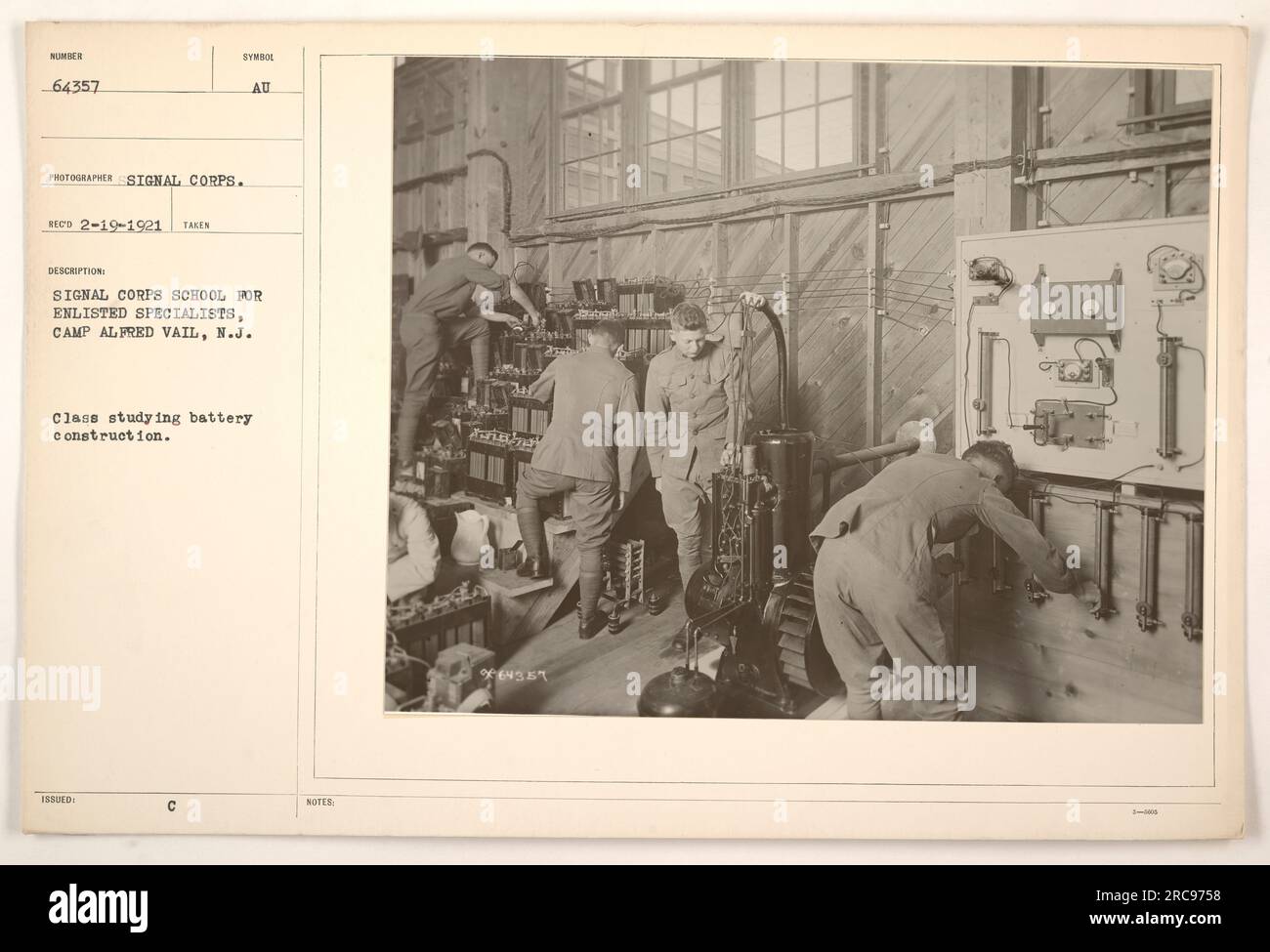 Class of enlisted specialists at Camp Alfred Vail, New Jersey, studying ...