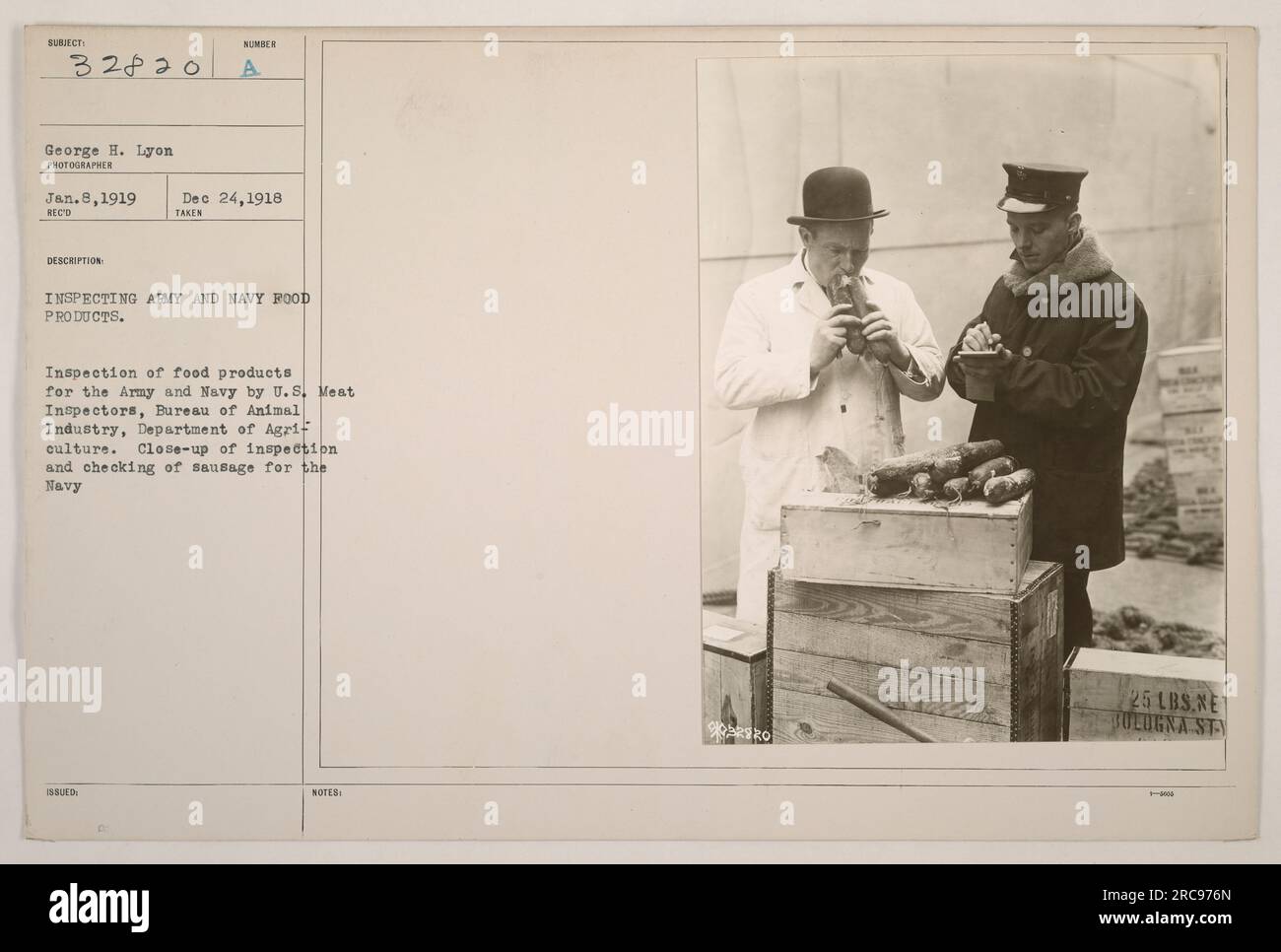 U.S. Meat inspectors from the Bureau of Animal Industry, Department of ...