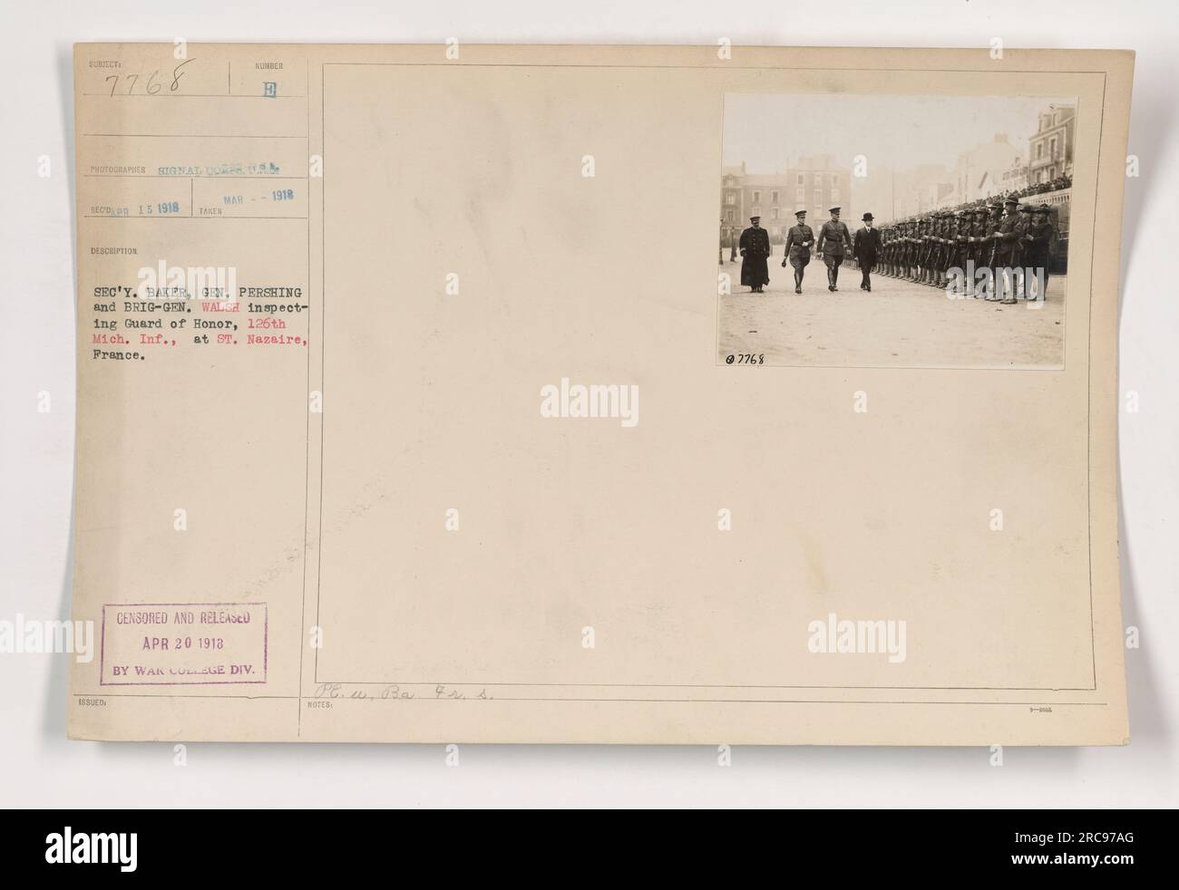 Secretary Baker, General Pershing, and Brigadier General Walsh ...