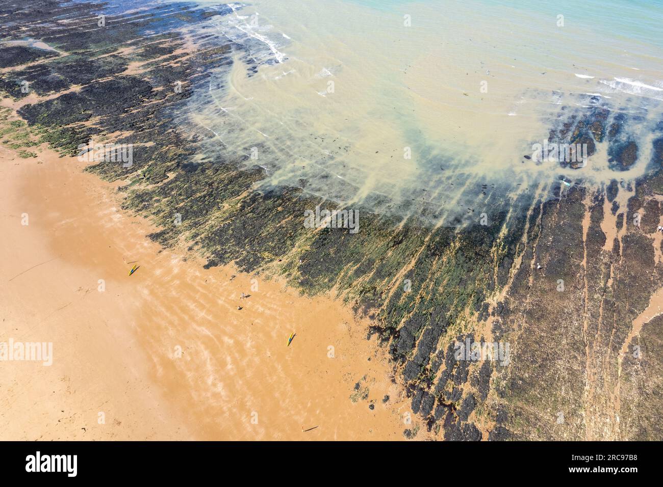 Drone aerial view of botany bay beach in Broadstairs Kent United ...