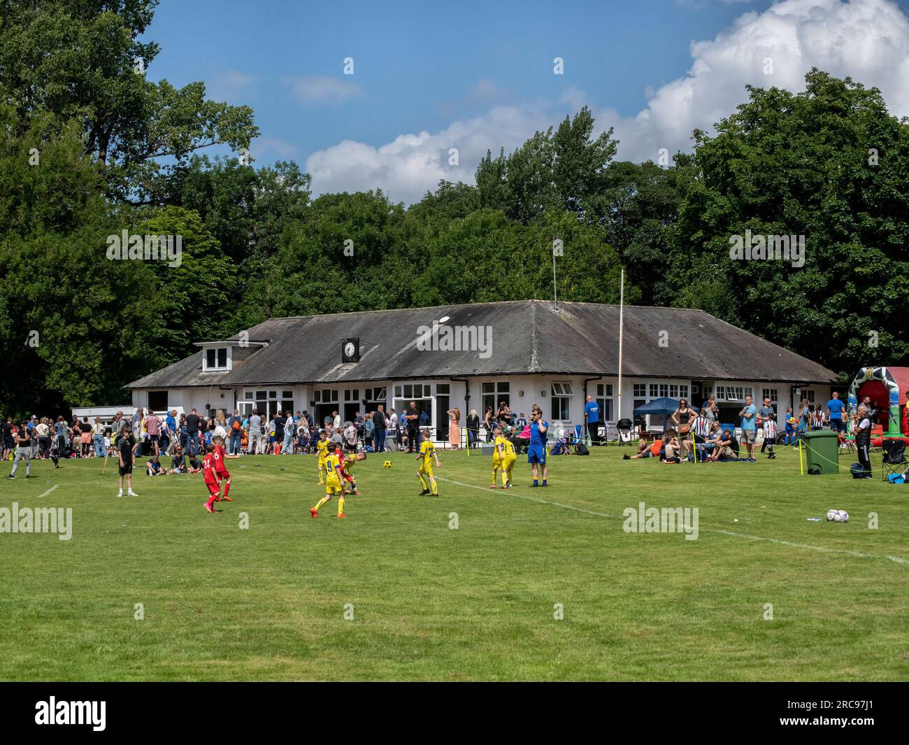 Glasgow, Scotland UK. July 9th, 2023: Kids playing at a youth football ...