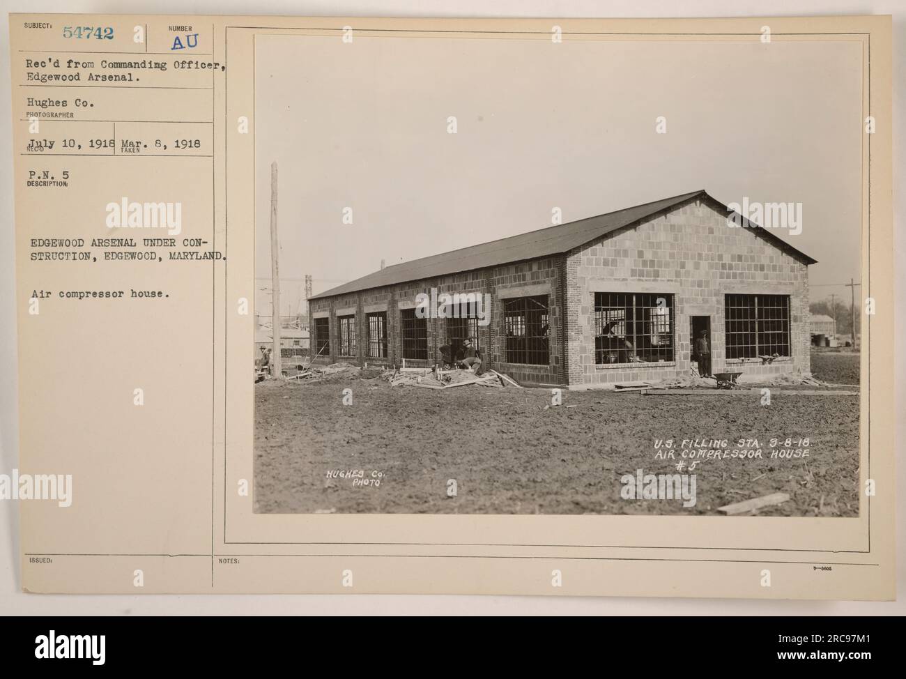 Image of the construction of the air compressor house at Edgewood ...
