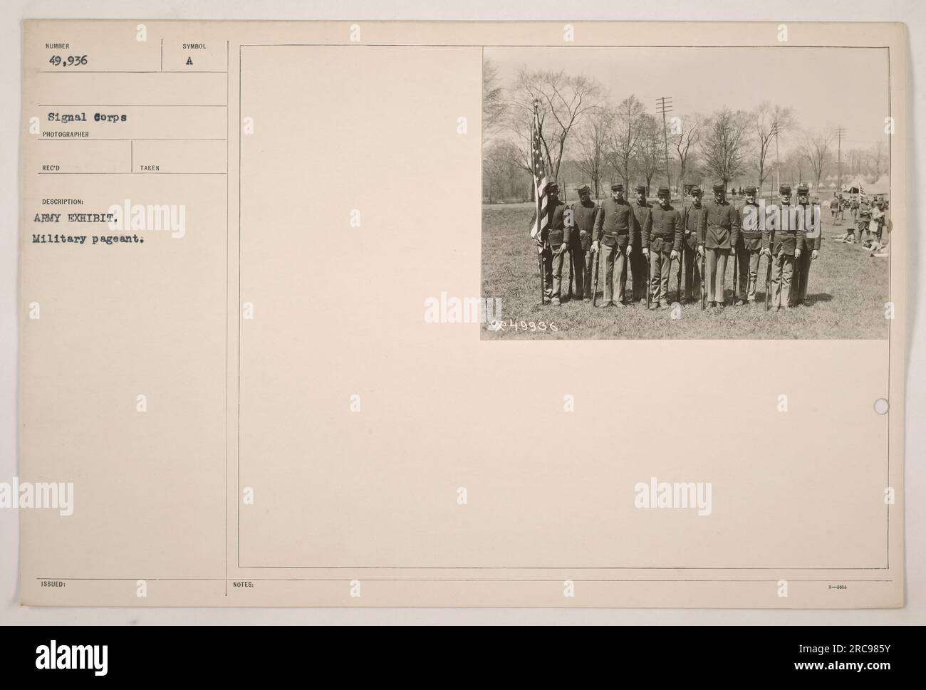 Army exhibit at a military pageant during World War One. The photograph ...