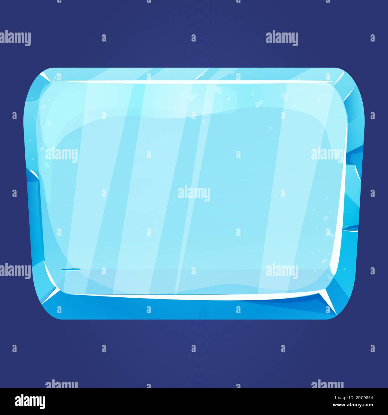 Ice button, frozen frame, level menu in cartoon style isolated on white ...