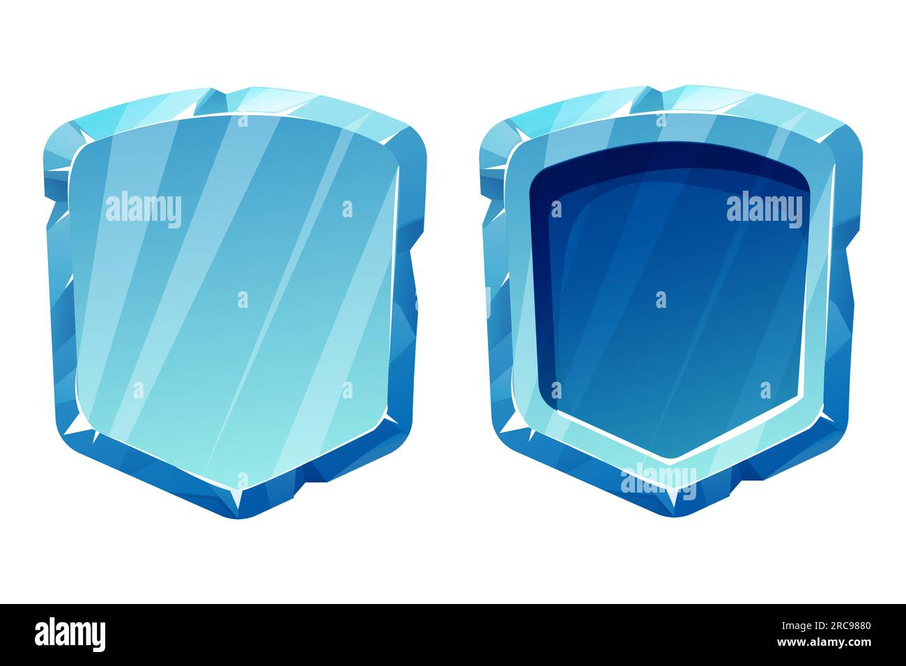 Shield from ice, frame menu button, ui game element in cartoon style ...