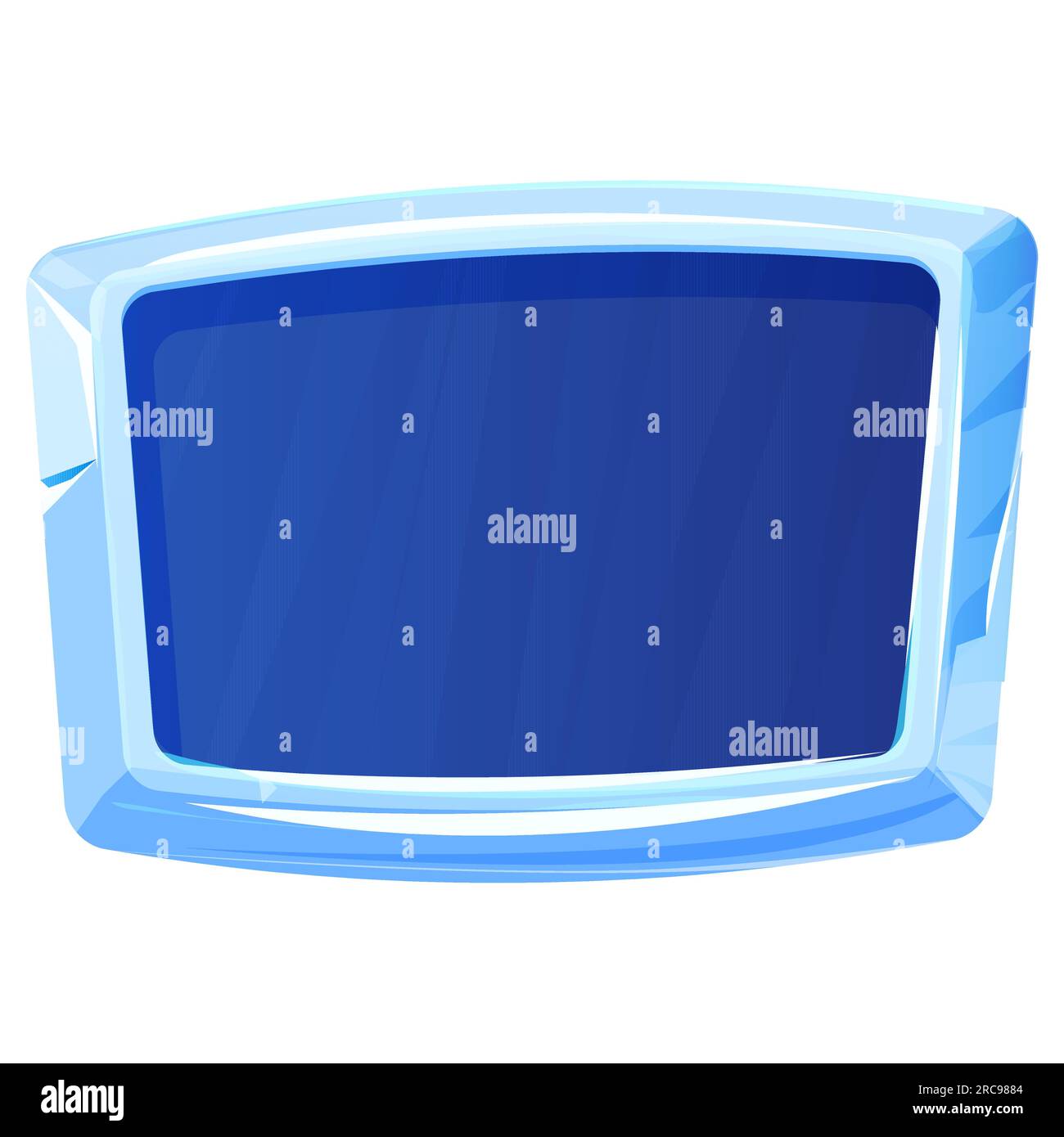 Ice button, frozen frame, level menu in cartoon style isolated on white ...