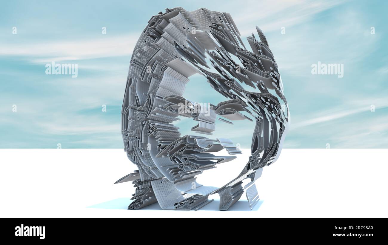 3D architectural illustrated representation of a human bust. Extremely ...